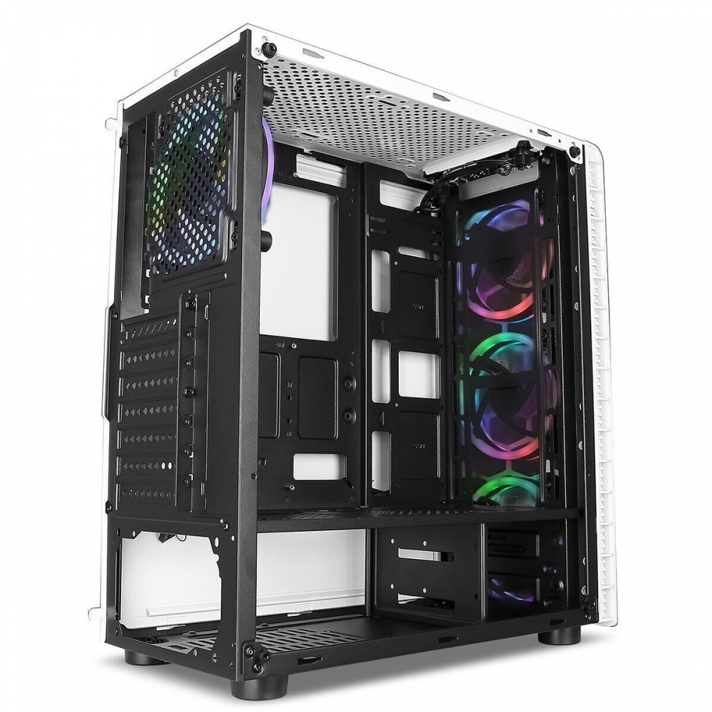 CiT Raider Mid ATX Gaming Case 4 x Halo Spectrum RGB Fans White ...